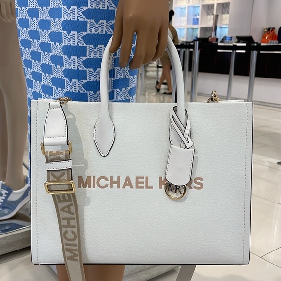 Michael Kors | Bags | Michael Kors Mirella Medium East West Pebbled Leather Tote Shopper Bag Mk ...
